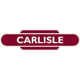 Metal totem-style station sign: Carlisle