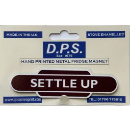 Pair of Totem Style Station Signs - Settl Up & Settle Down